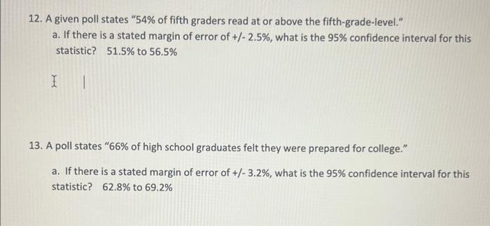 Solved 12. A given poll states "54\% of fifth graders read | Chegg.com