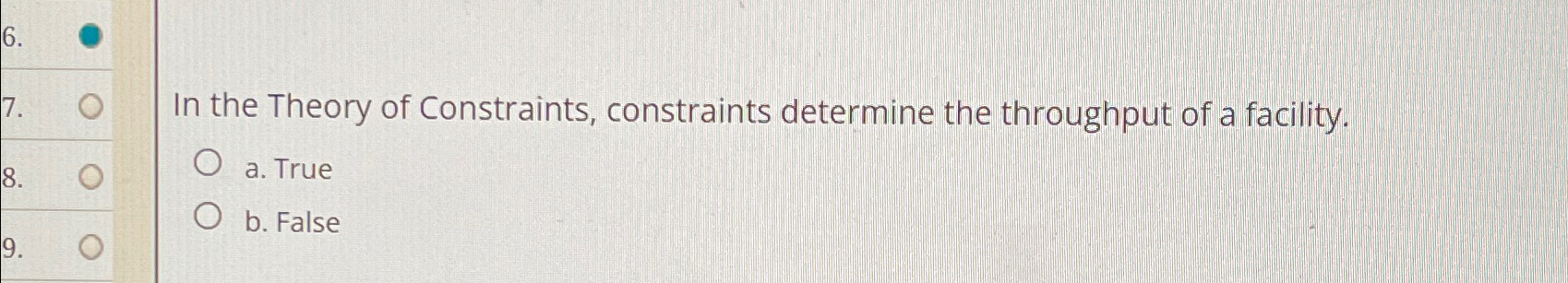 Solved In the Theory of Constraints, constraints determine | Chegg.com
