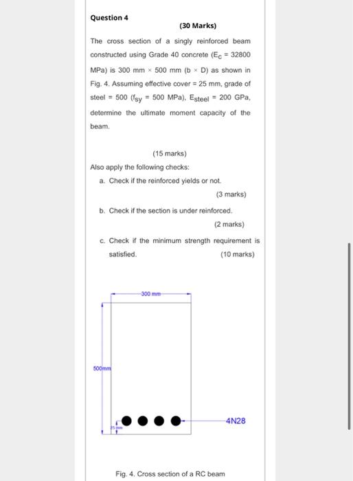 Solved Question 4 (30 Marks) The cross section of a singly | Chegg.com