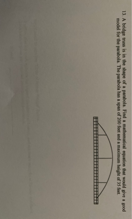 Solved 13. A bridge truss is in the shape of a parabola. | Chegg.com