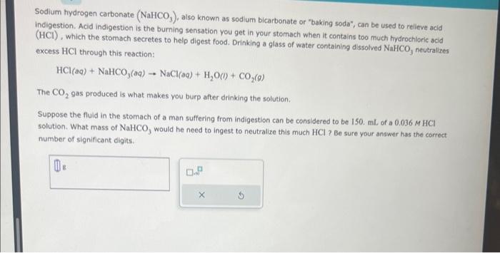 Solved Sodium hydrogen carbonate (NaHCO3), also known as | Chegg.com