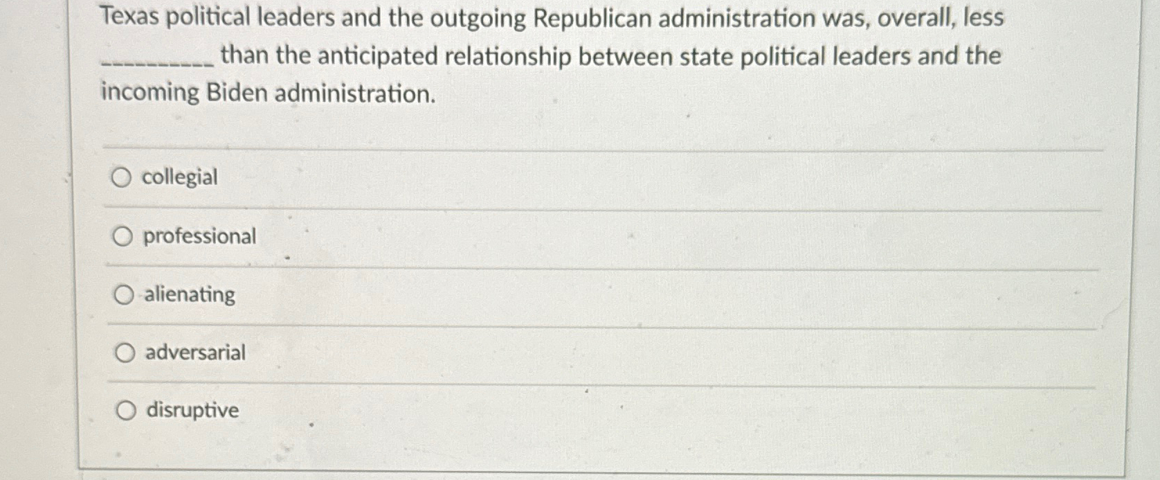 Solved Texas political leaders and the outgoing Republican | Chegg.com