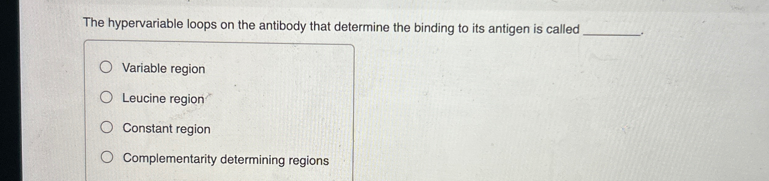 Solved The hypervariable loops on the antibody that | Chegg.com