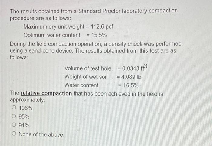 Solved The results obtained from a Standard Proctor | Chegg.com