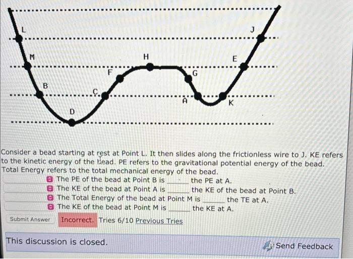 Solved Consider a bead starting at rest at Point L. It then | Chegg.com