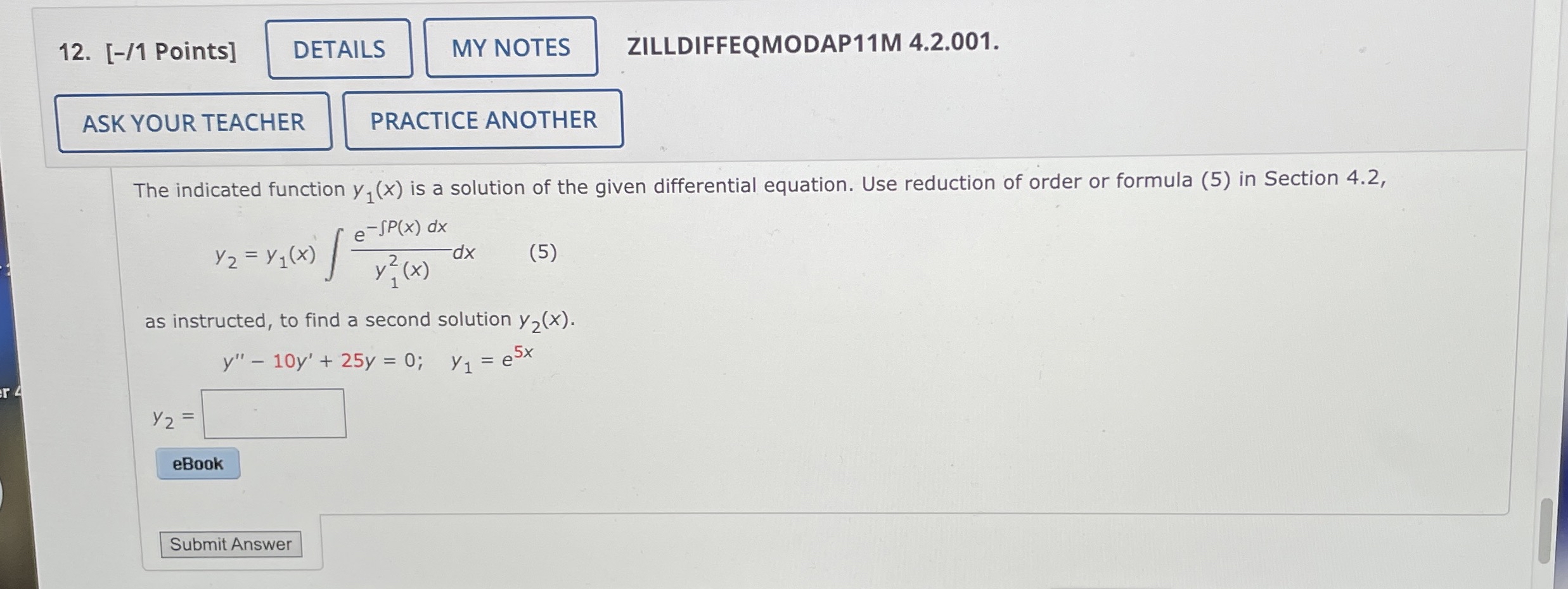 Solved [-/1 ﻿Points] ﻿ZILLDIFFEQMODAP11M 4.2.001. 1 The | Chegg.com