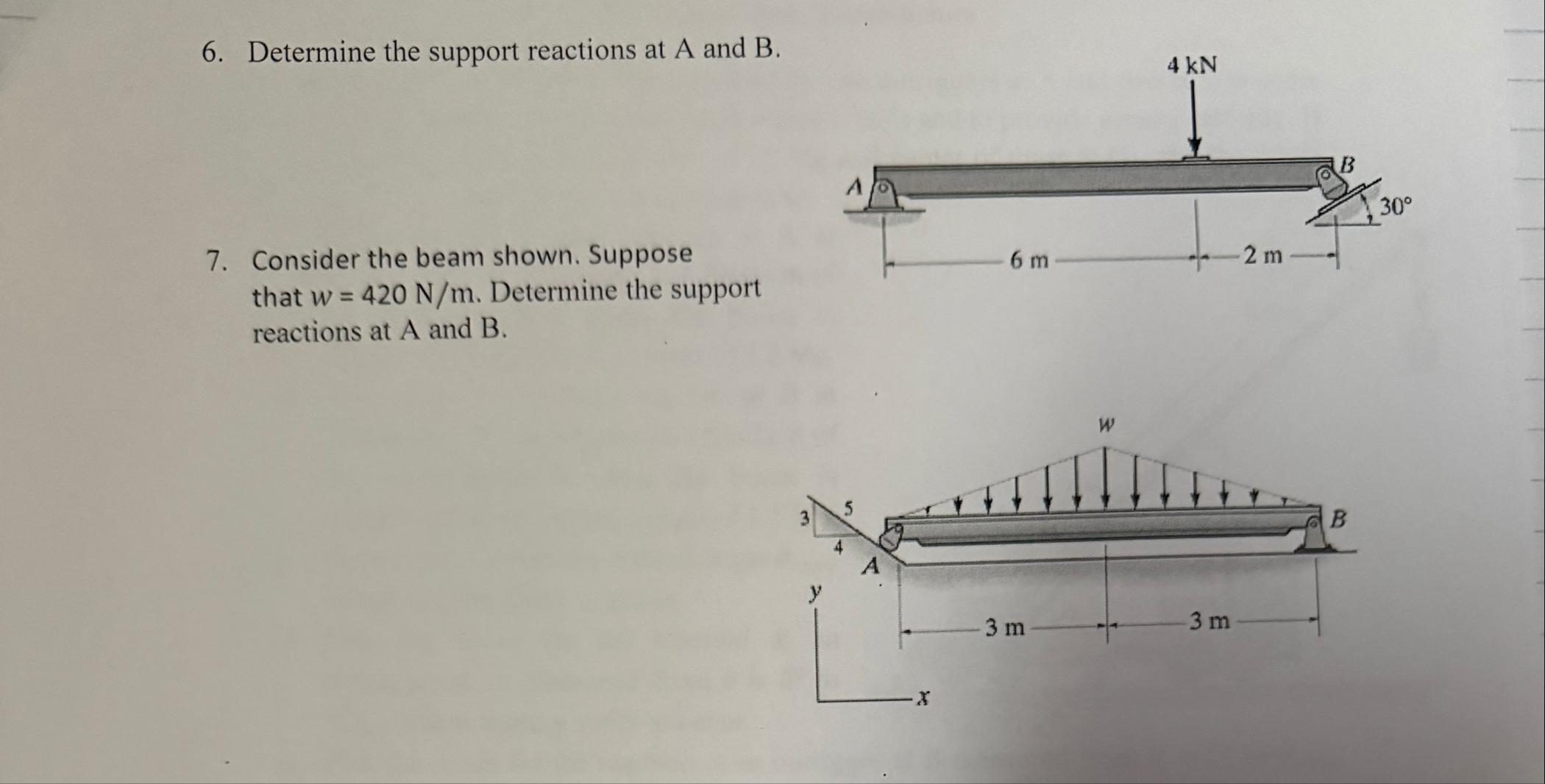 Solved Determine the support reactions at A and B .Consider | Chegg.com