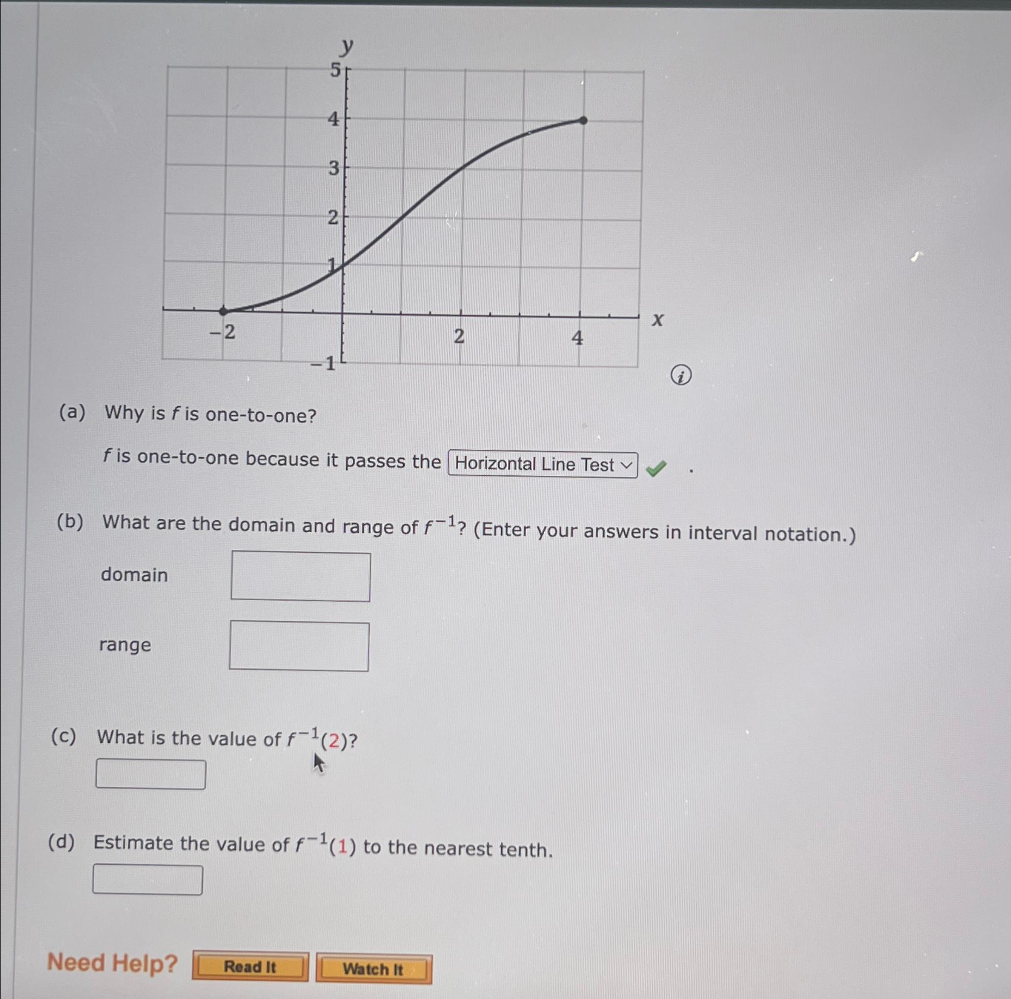 Solved (a) Why is f is one-to-one?\\nf is one-to-one because | Chegg.com