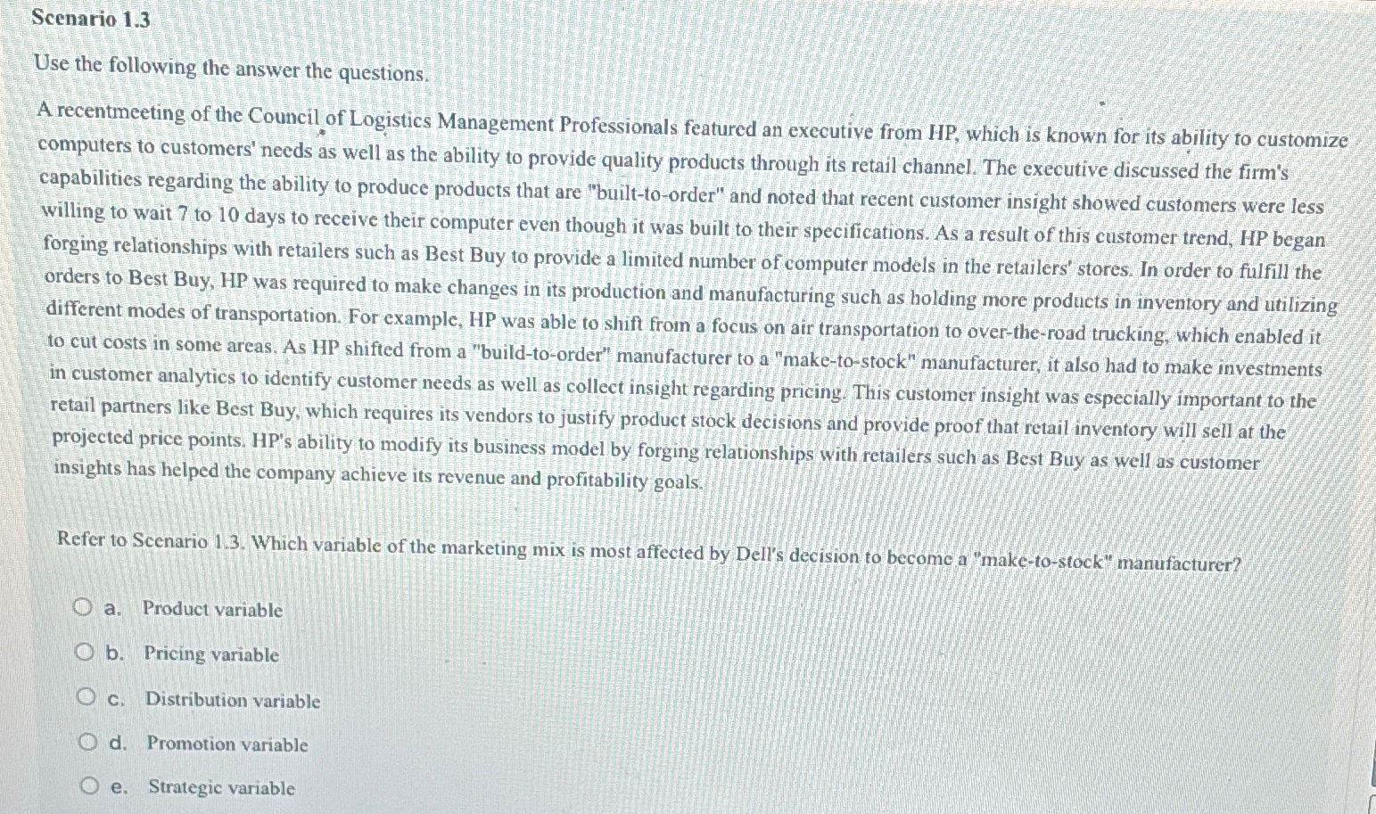 Solved Scenario 1.3Use the following the answer the | Chegg.com