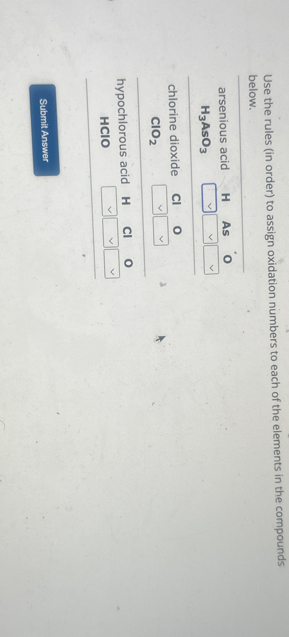 Solved Use the rules (in order) ﻿to assign oxidation numbers | Chegg.com