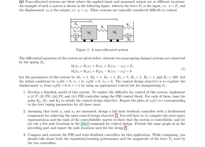 Solved Q1 Non-collocated systems are those where the applied | Chegg.com