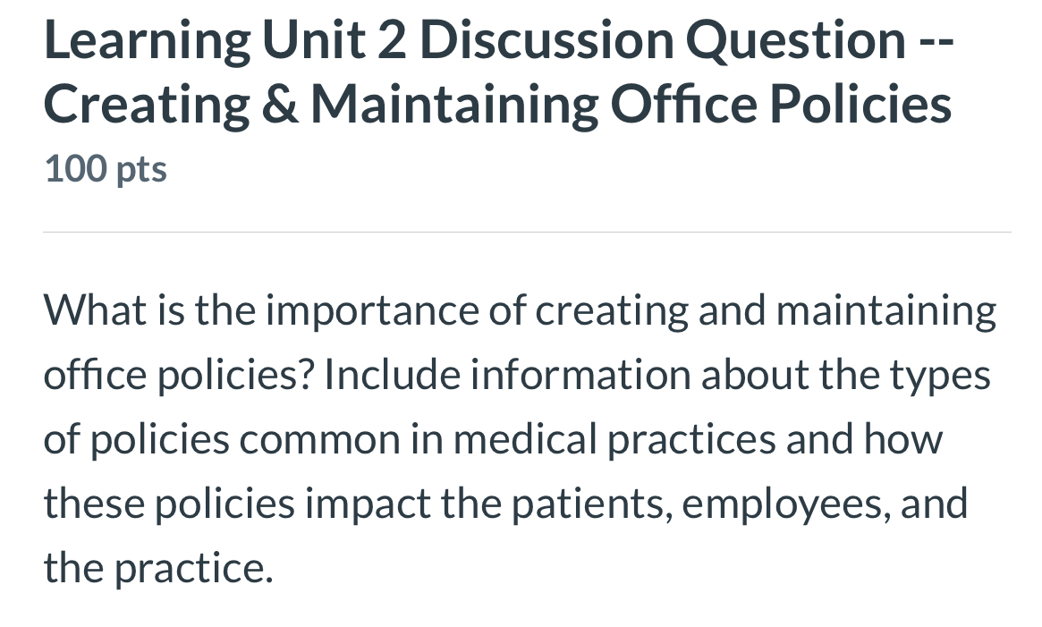 Solved Learning Unit 2 ﻿Discussion Question -Creating & | Chegg.com