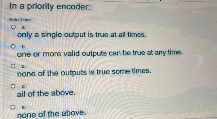 Solved Select one In a 4X16 decoder implemented from 2X4 | Chegg.com