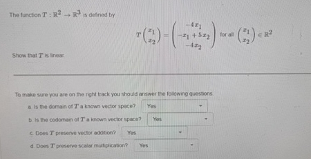 Solved The function T:R2→R3 ﻿is defined | Chegg.com