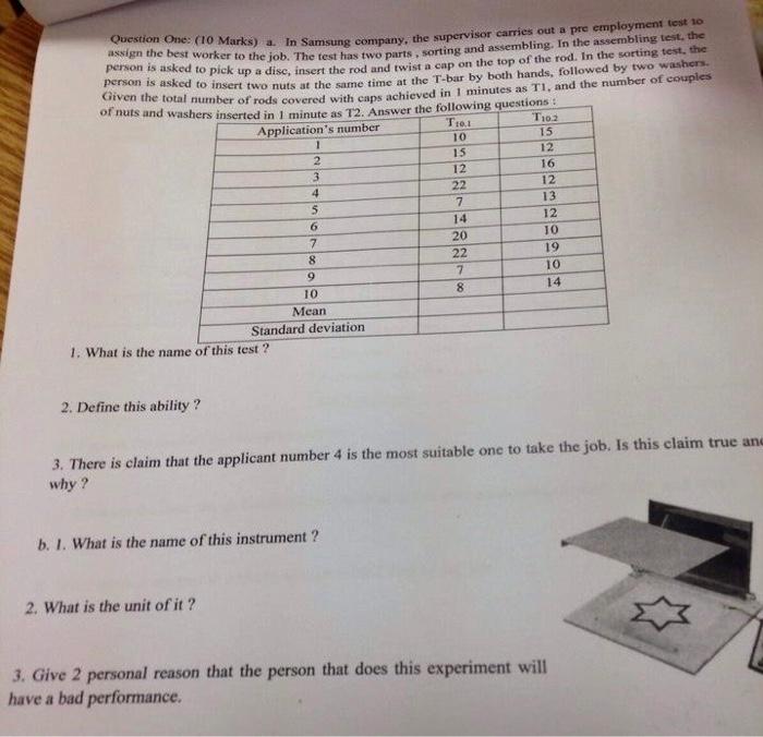 Solved Question One: (10 Marks) a. In Samsung company, the | Chegg.com