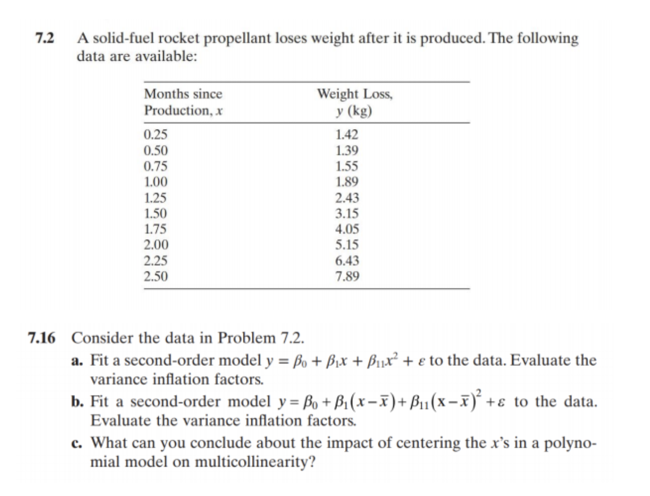 Solved 7.2 ﻿A solid-fuel rocket propellant loses weight | Chegg.com