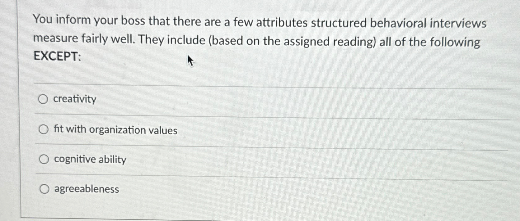 Solved You inform your boss that there are a few attributes | Chegg.com