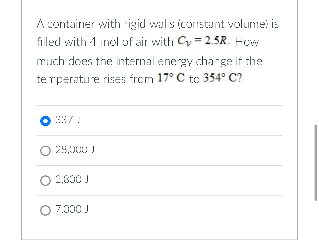 Solved A container with rigid walls (constant volume) ﻿is | Chegg.com