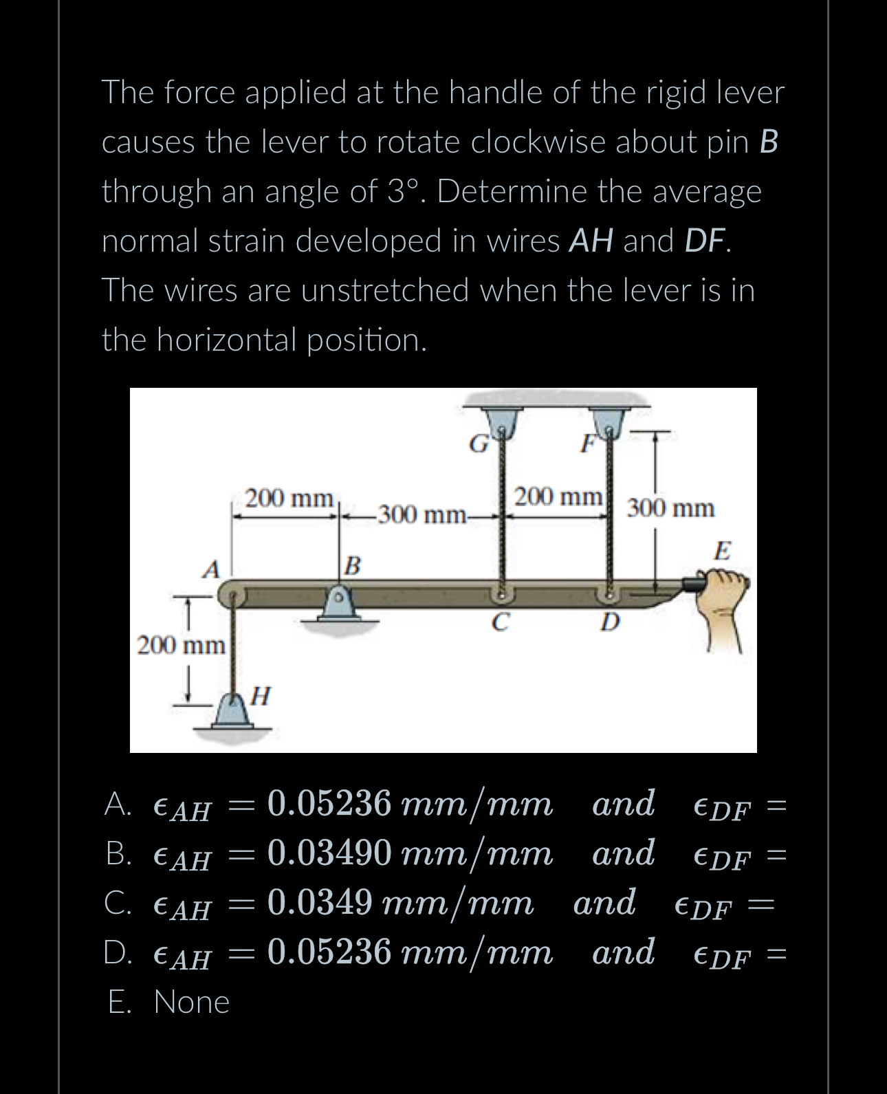 Solved The force applied at the handle of the rigid lever | Chegg.com