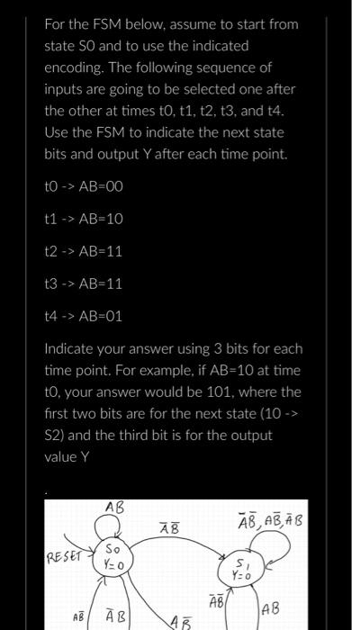Solved For the FSM below, assume to start from state SO and | Chegg.com