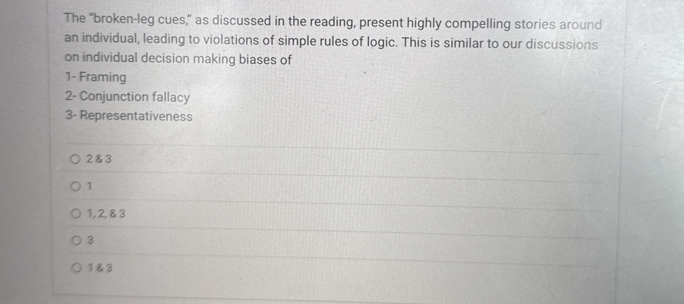 Solved The "broken-leg cues," as discussed in the reading, | Chegg.com