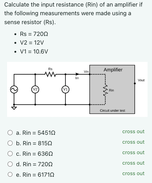 Solved Calculate the input resistance (Rin) ﻿of an amplifier | Chegg.com
