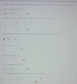 Solved Three vertices of rectangle ABCD are | Chegg.com
