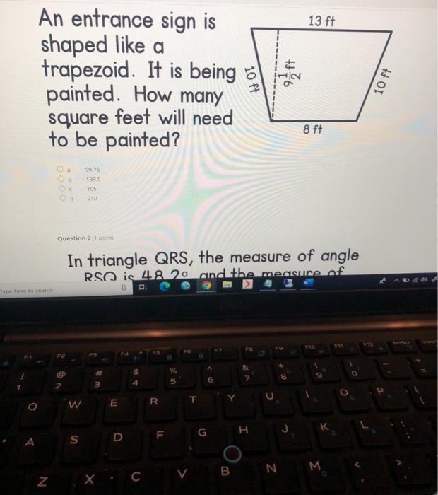 Solved 13 ft # An entrance sign is shaped like a trapezoid. | Chegg.com