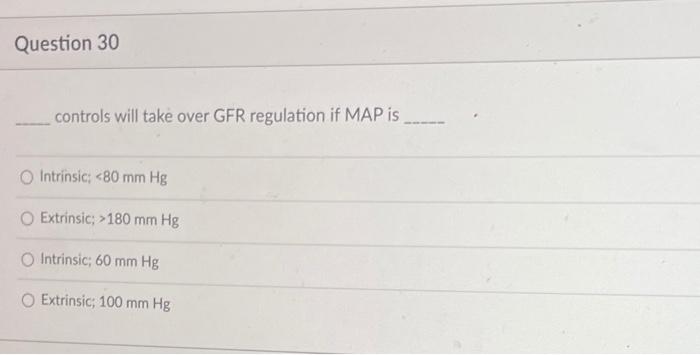 Solved controls will take over GFR regulation if MAP is | Chegg.com