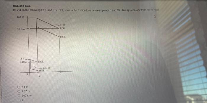 Solved HGL and EGL Based on the following HGL and EGL plot | Chegg.com