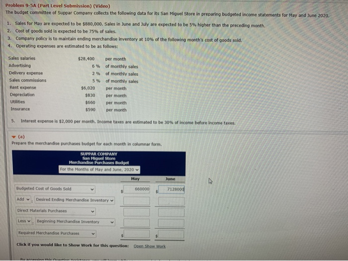 Solved Problem 9-5A (Part Level Submission) (Video) The | Chegg.com