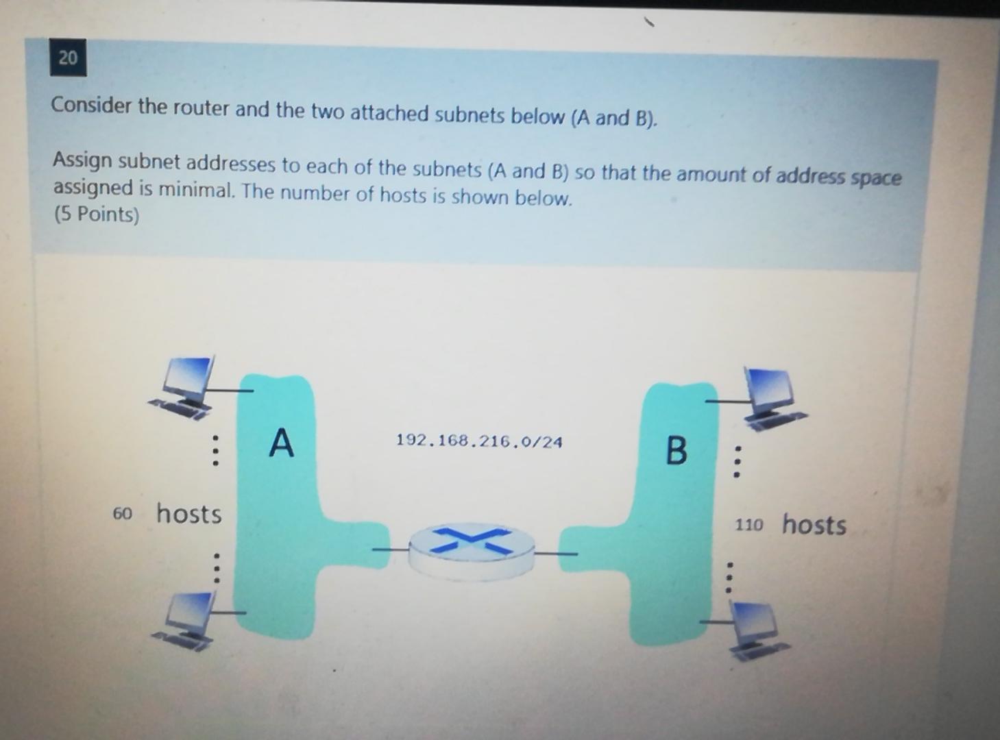 Solved 20 Consider the router and the two attached subnets | Chegg.com