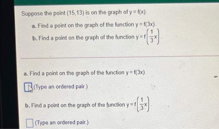 Solved for the point (15,13 ) on the graph find a point for | Chegg.com