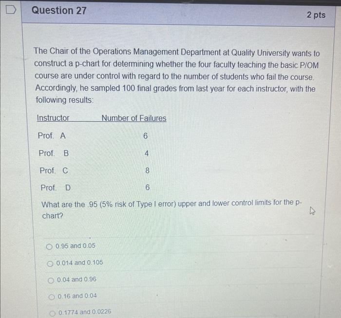 Solved The Chair of the Operations Management Department at | Chegg.com