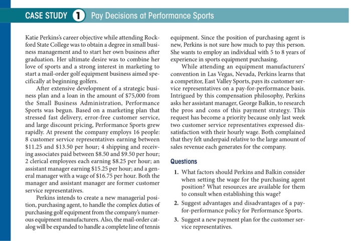 Solved CASE STUDY 1 Pay Decisions at Performance Sports | Chegg.com