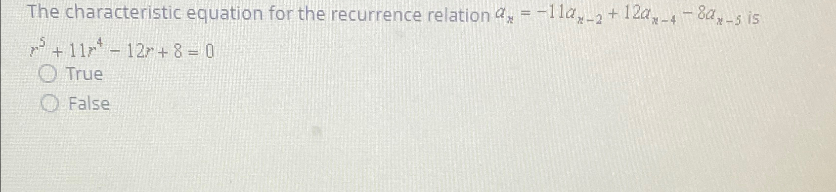 Solved The Characteristic Equation For The Recurrence