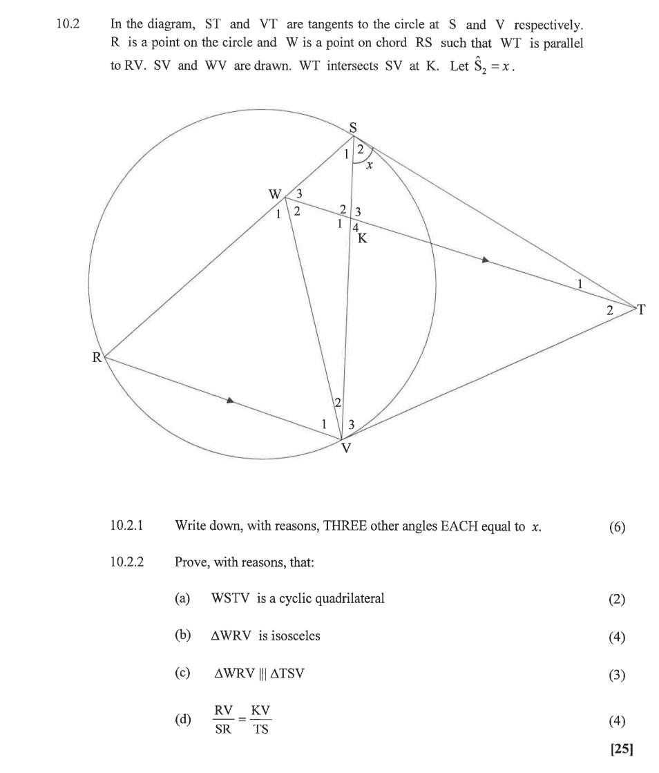 Solved 10.2 In the diagram, ST and VT are tangents to the | Chegg.com