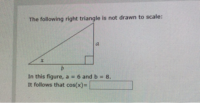 Solved The following right triangle is not drawn to scale: | Chegg.com