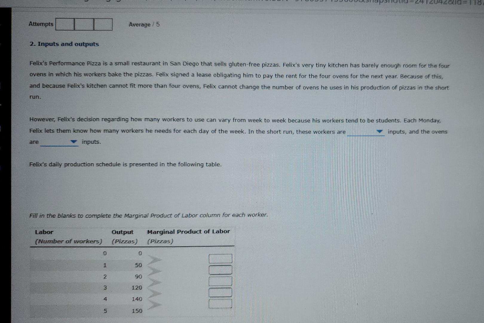 Solved DAN did=118 Attempts Average 5 2. Inputs and outputs | Chegg.com
