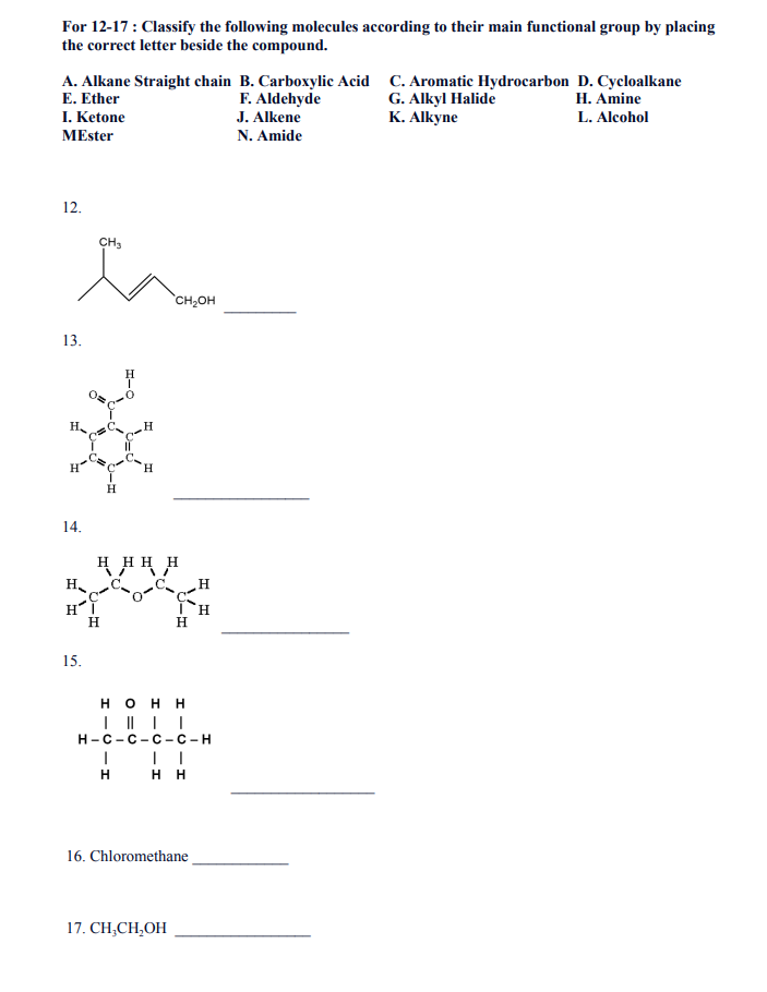 Solved For 12-17 ﻿: Classify the following molecules | Chegg.com