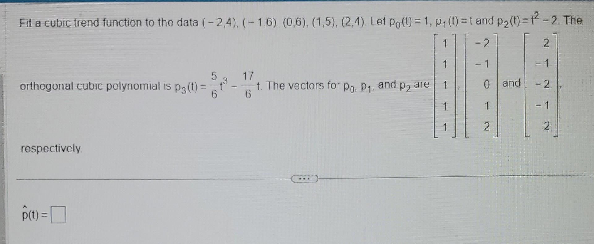 Solved Fit a cubic trend function to the data | Chegg.com