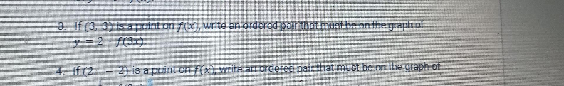 Solved If (3,3) ﻿is a point on f(x), ﻿write an ordered pair | Chegg.com