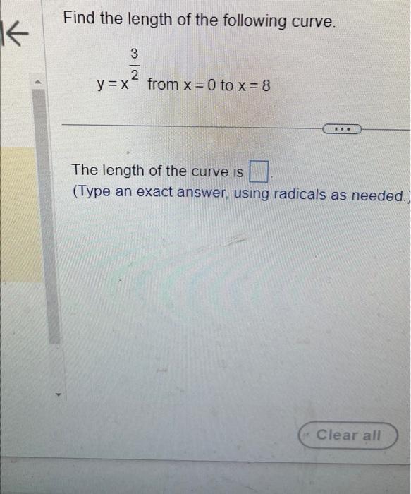 Solved Find the length of the following curve. y=x23 from | Chegg.com