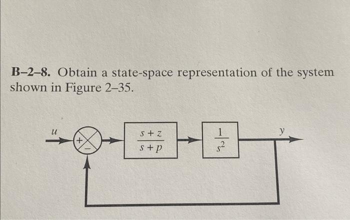 Solved B 2 8 Obtain A State Space Representation Of The