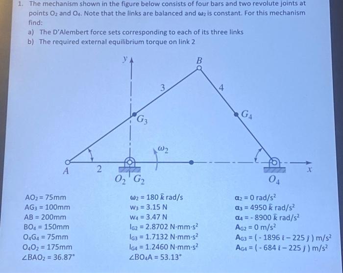 Solved 1. The mechanism shown in the figure below consists | Chegg.com