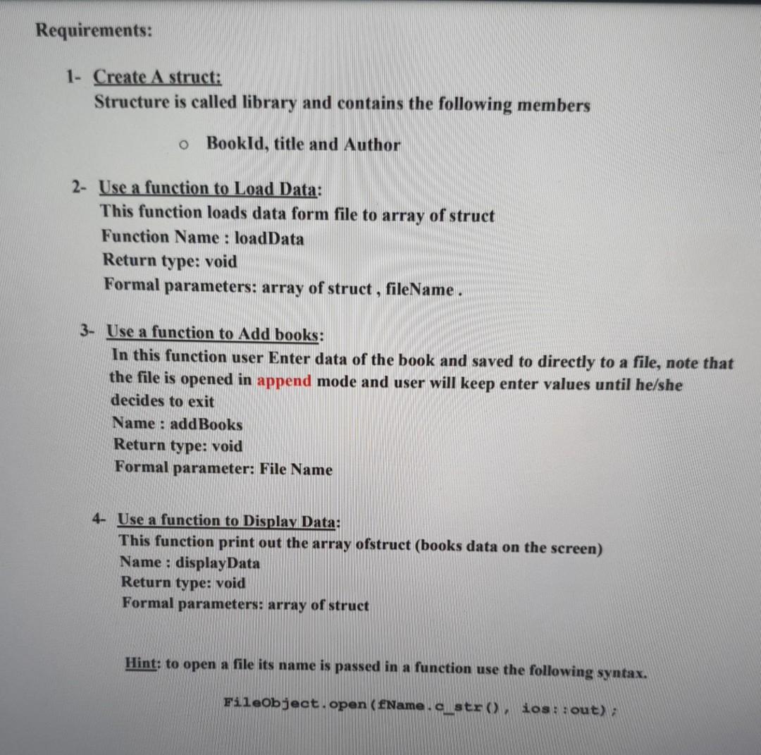 Solved Struct and Sequential File Access (2 Marks) Write a | Chegg.com