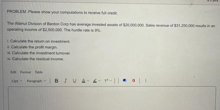 Solved UL PROBLEM. Please show your computations to receive | Chegg.com