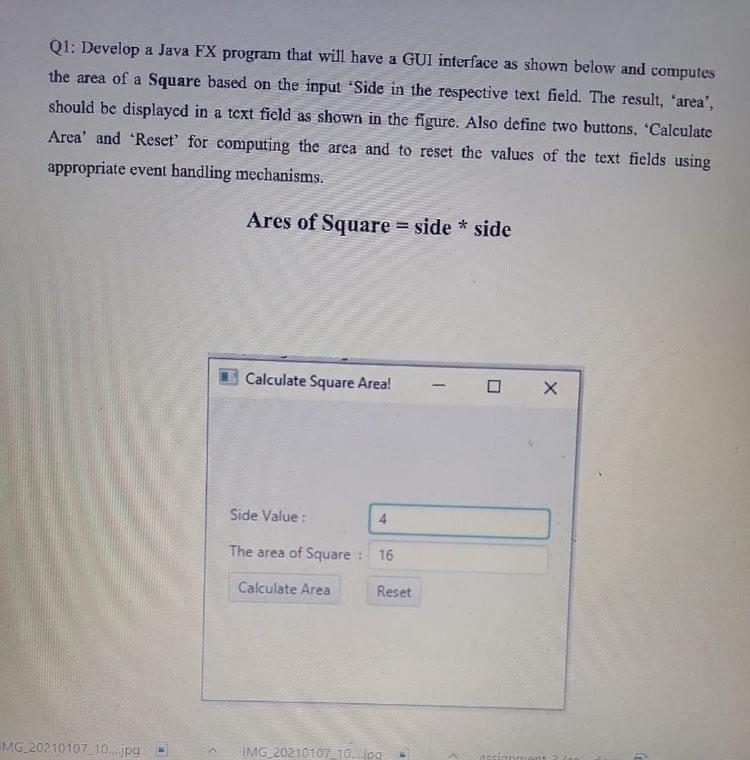Solved Q1: Develop a Java FX program that will have a GUI | Chegg.com