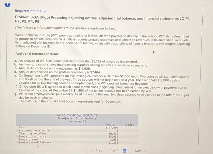 Solved Required information Problem 3-3A (Algo) Preparing | Chegg.com