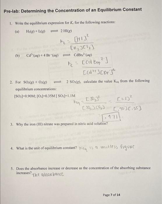 Solved Pre-lab: Determining the Concentration of an | Chegg.com